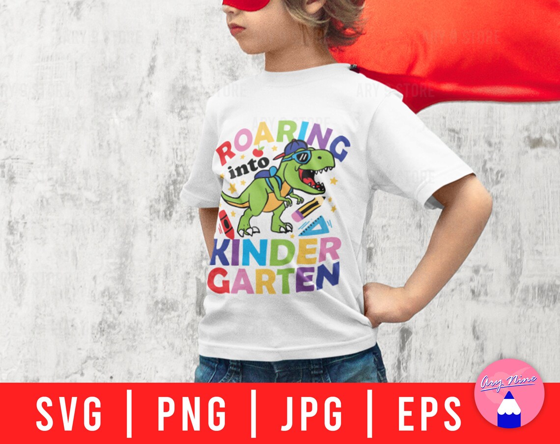 Roaring Into Kindergarten With Dinosaur Back to School T-rex - Etsy