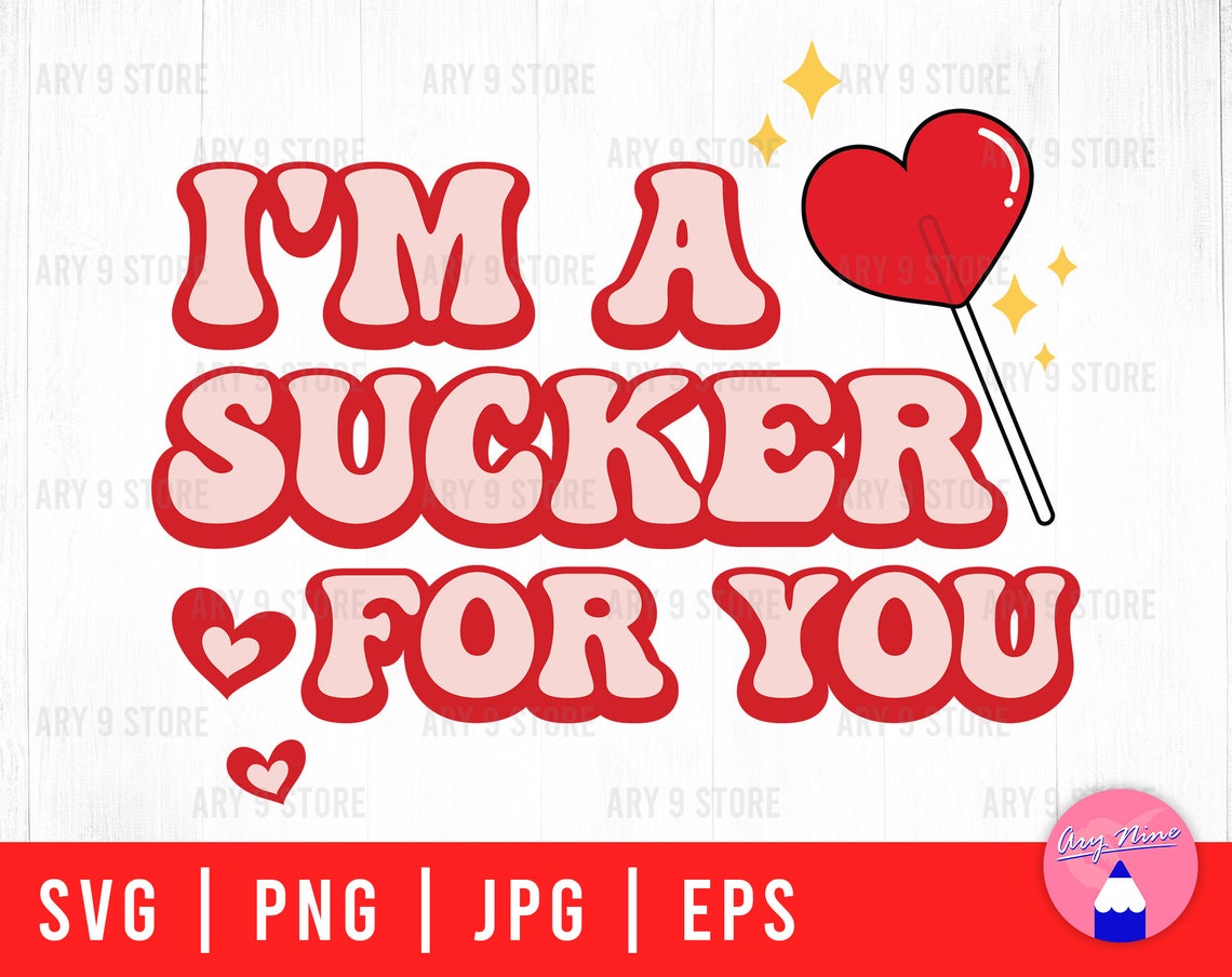 Retro I'm A Sucker for You With Heart Lollipop Valentines | Etsy