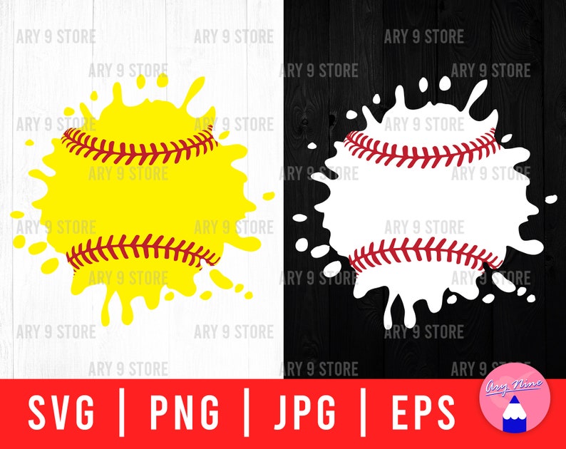 Splatter Baseball and Softball Svg Png Eps Jpg Files - Etsy