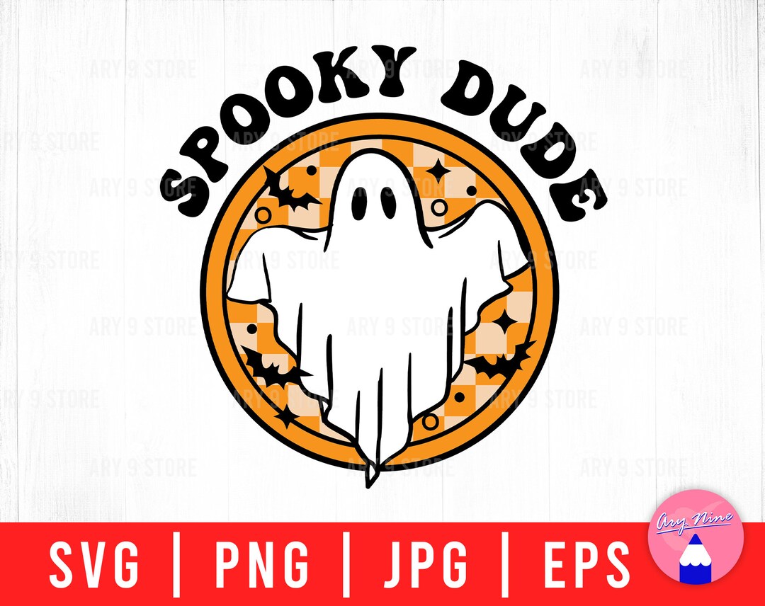 Spooky Dude With Retro Boo Ghost, Vintage Trick or Treat, Hey Boo With ...