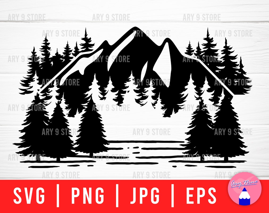 Forest Landscape Svg Png Eps Jpg Files Mountain And Forest | Etsy