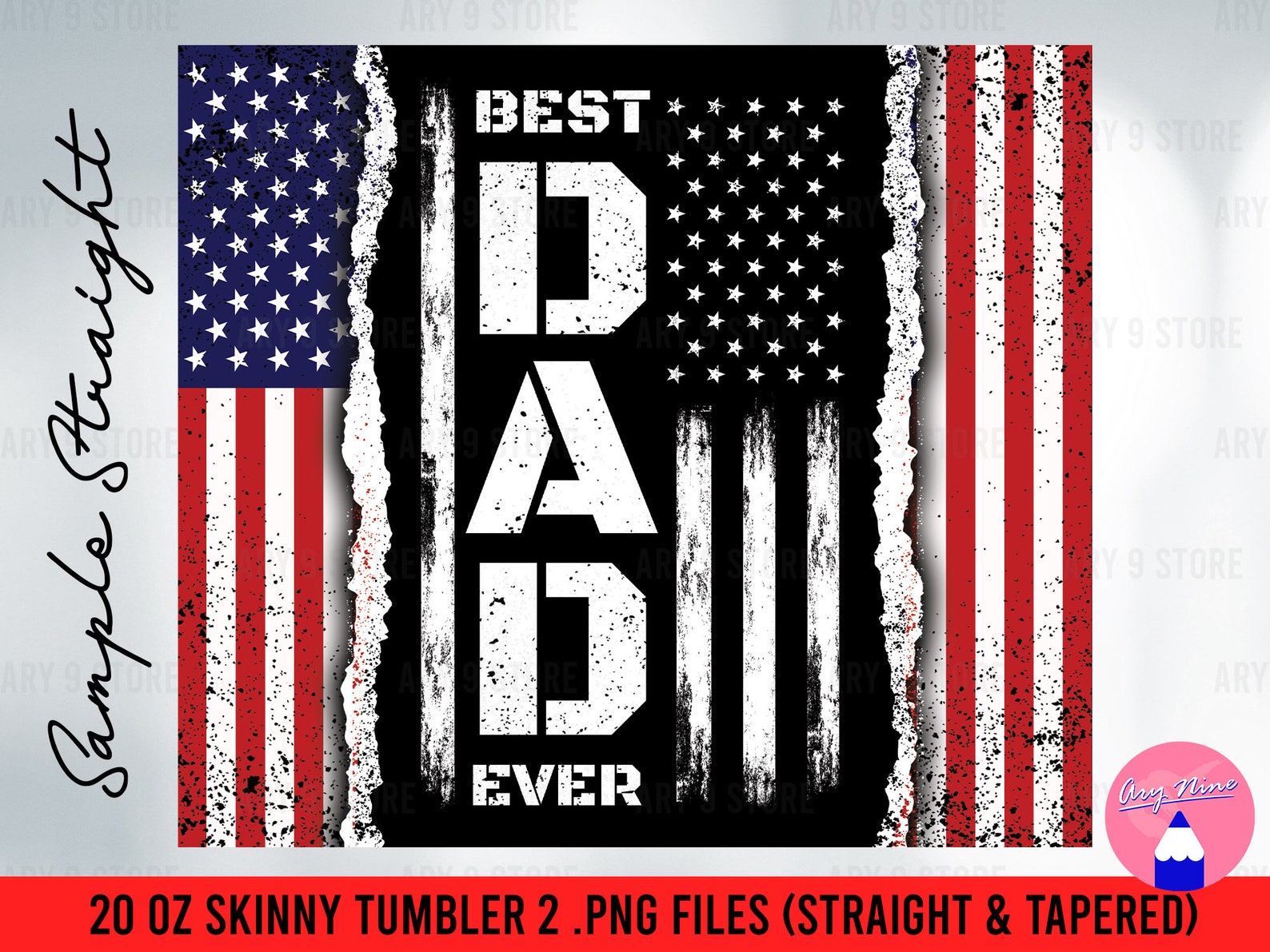 Best Dad Ever With American Flag Red Line Father's Day - Etsy