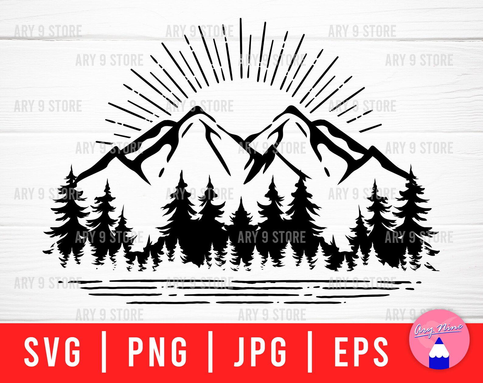 Mountain and Forest Scene Svg Png Eps Jpg Files Forest - Etsy