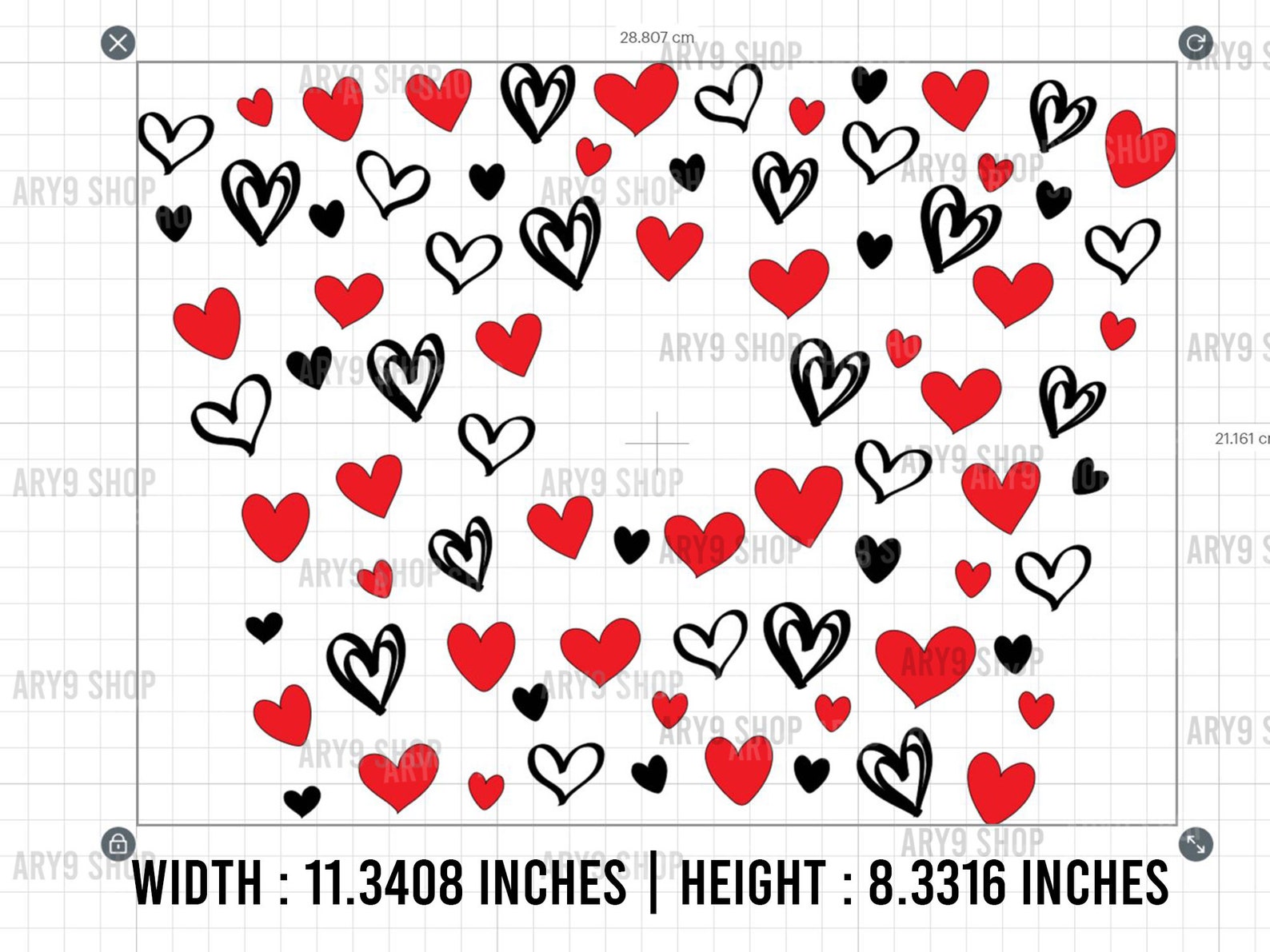 Full Wrap Hand Draw Heart Grafiti Heart Valentine Hearts - Etsy