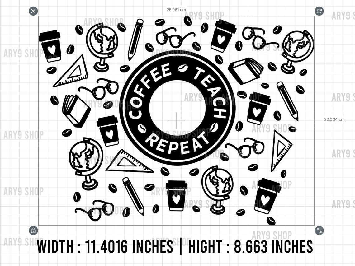 Full Wrap Coffee Teach Repeat Teacher Life Back to School - Etsy