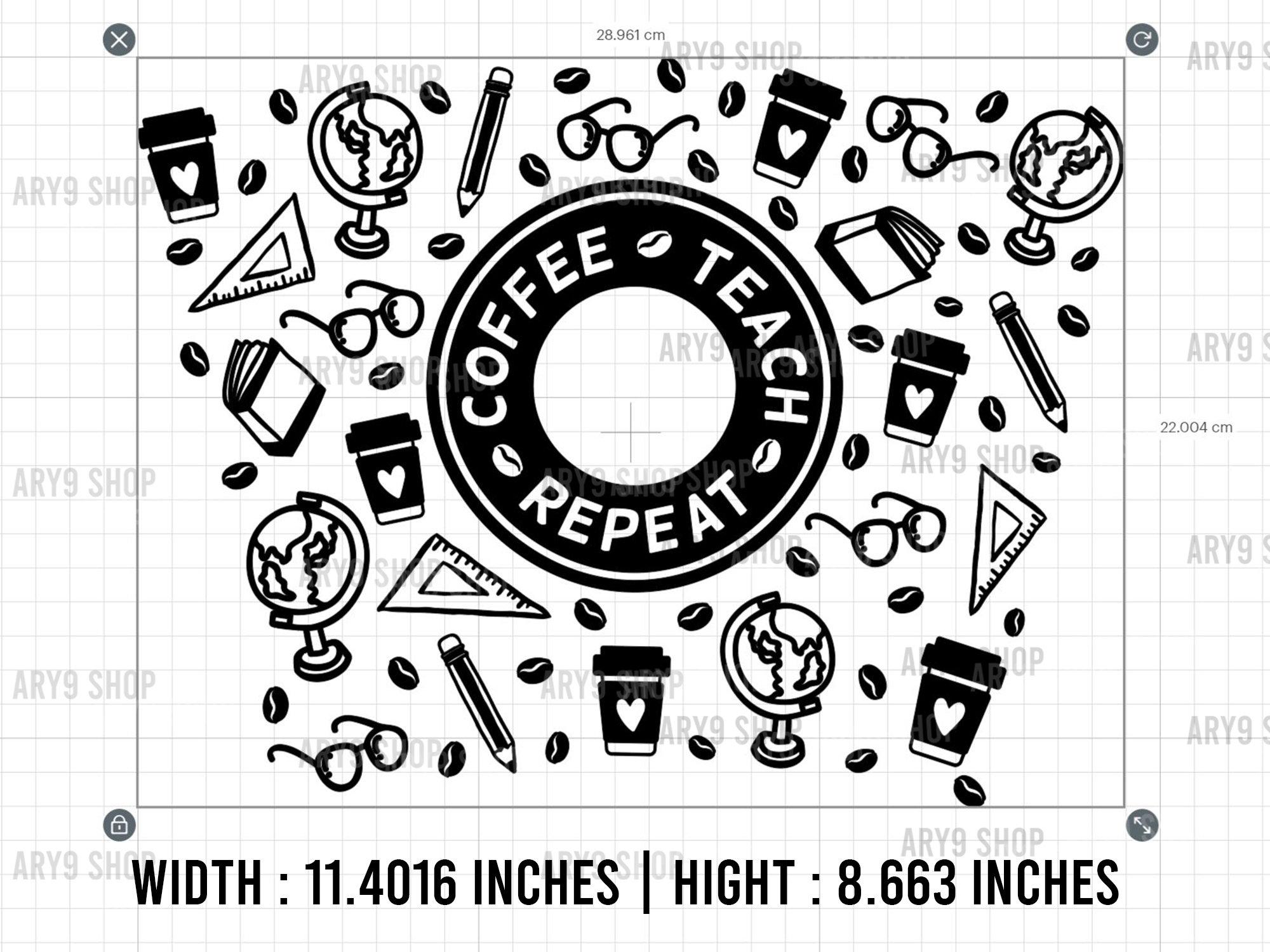 Full Wrap Coffee Teach Repeat Teacher Life Back to School - Etsy