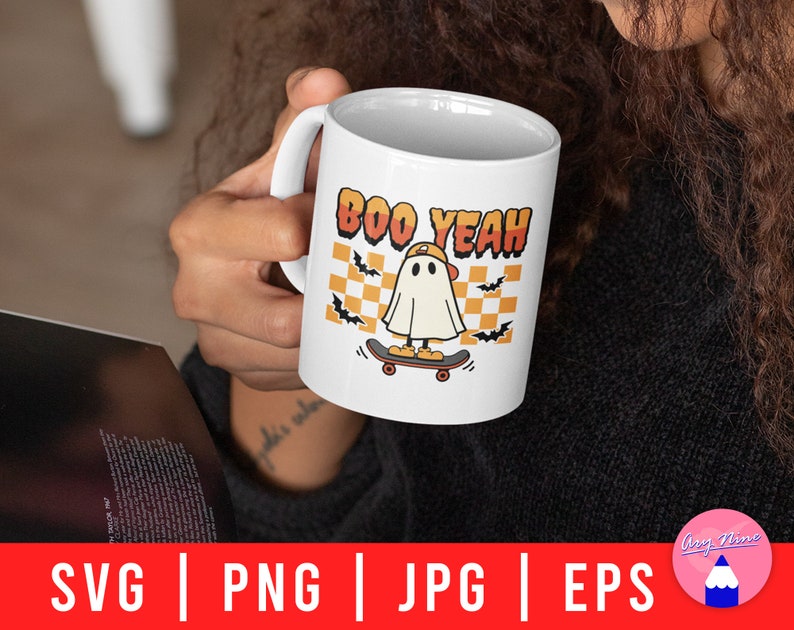 Halloween Boo Yeah Boy Ghost With Retro Skateboard Retro - Etsy