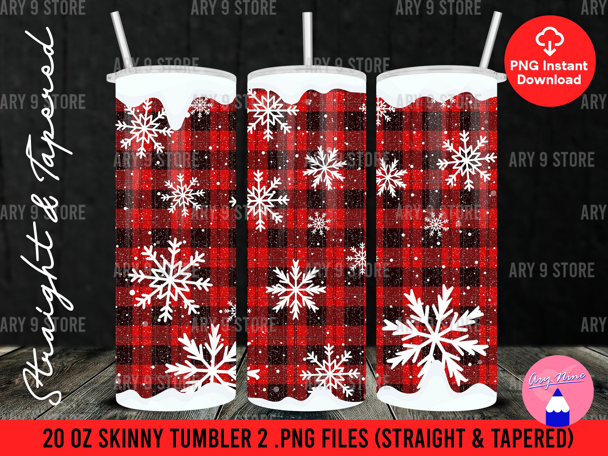 Winter Snowflake With Plaid 20oz Skinny Tumbler Sublimation - Etsy