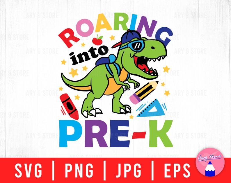 Roaring Into Pre-k With Dinosaur Back to School T-rex First - Etsy