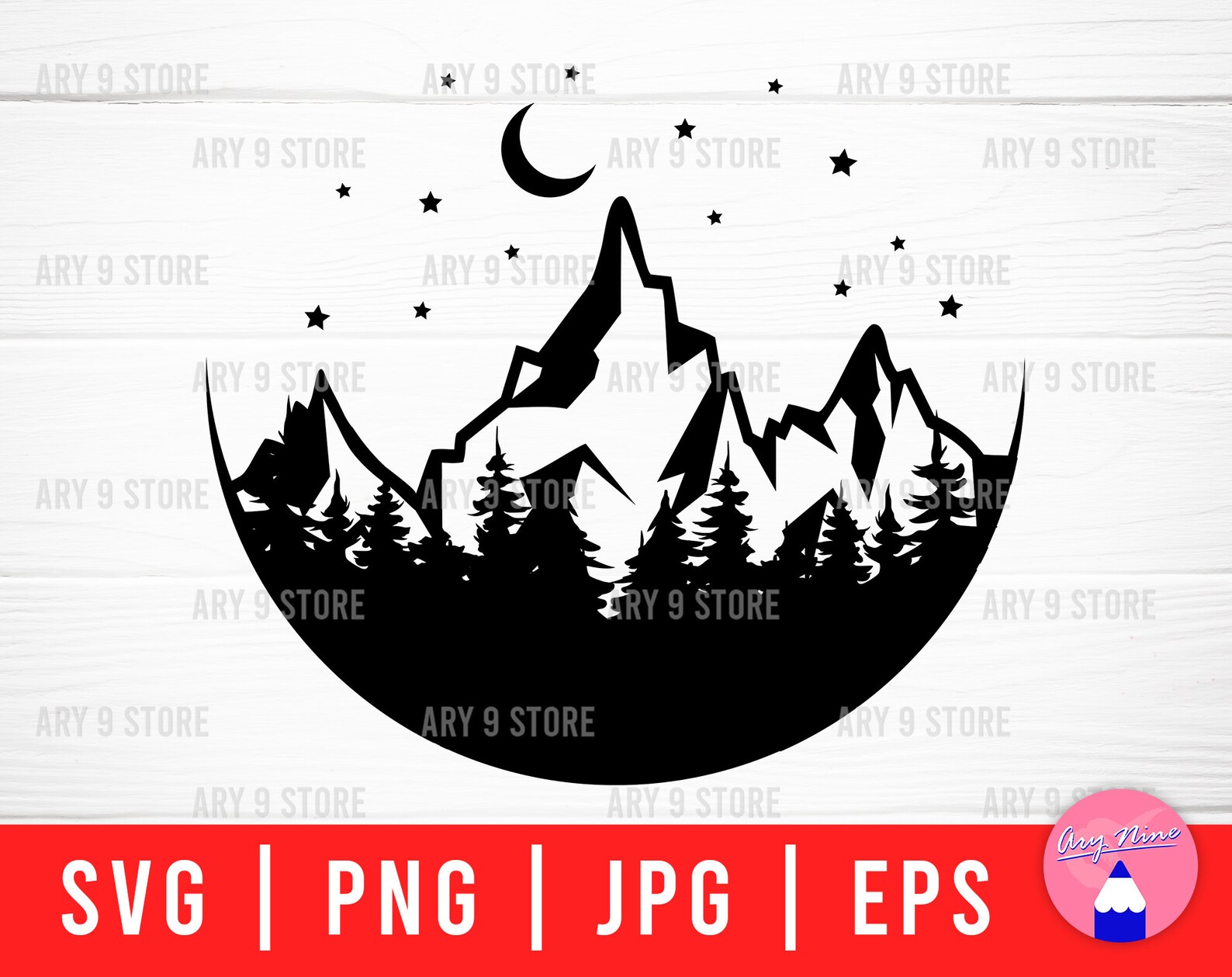 Mountain Forest Circle SVG | Nature Scene Clipart (digital Download) - Etsy