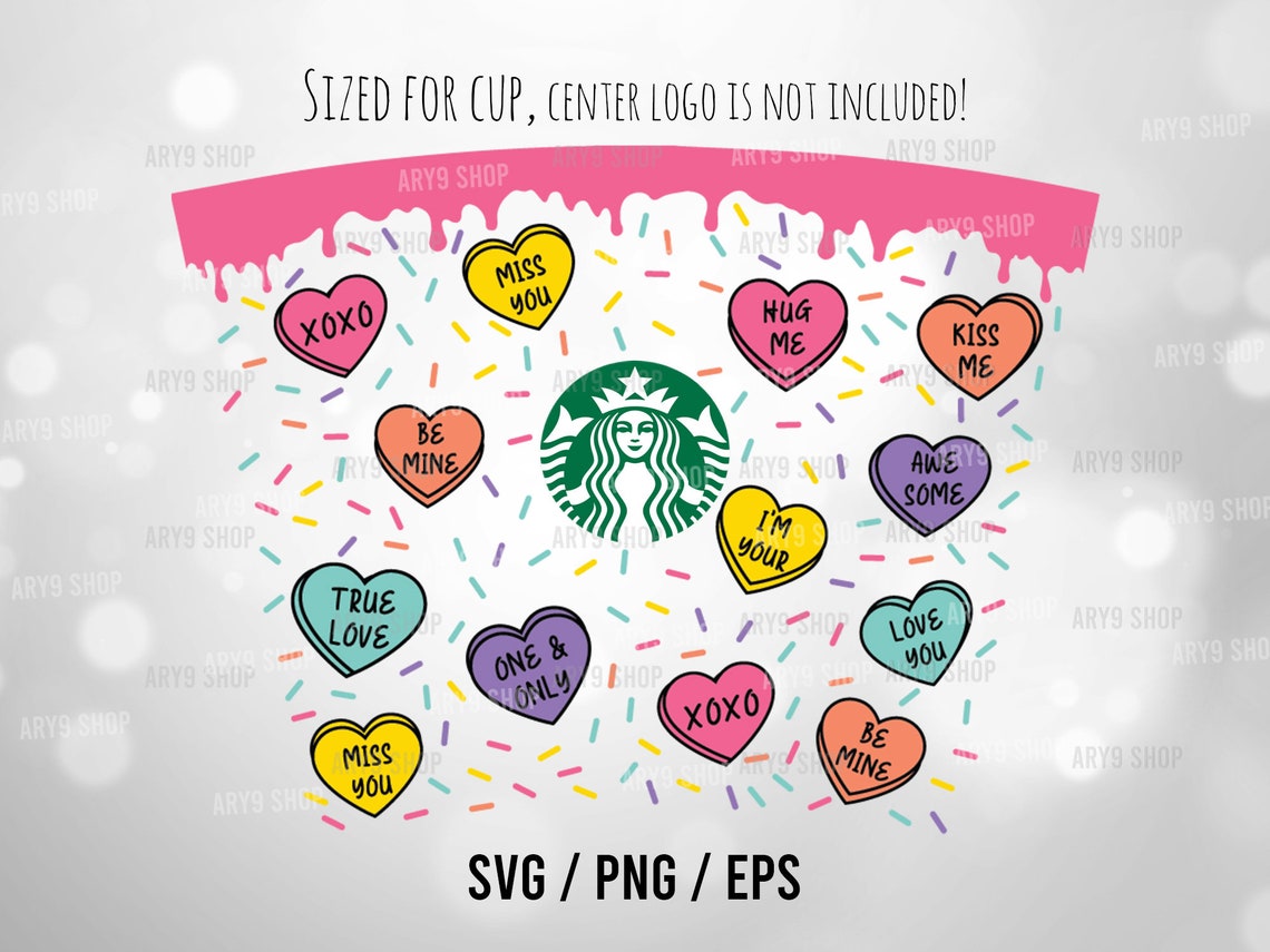 Full Wrap Drip Coversation Hearts, Valentines Hearts, Candy Hearts ...