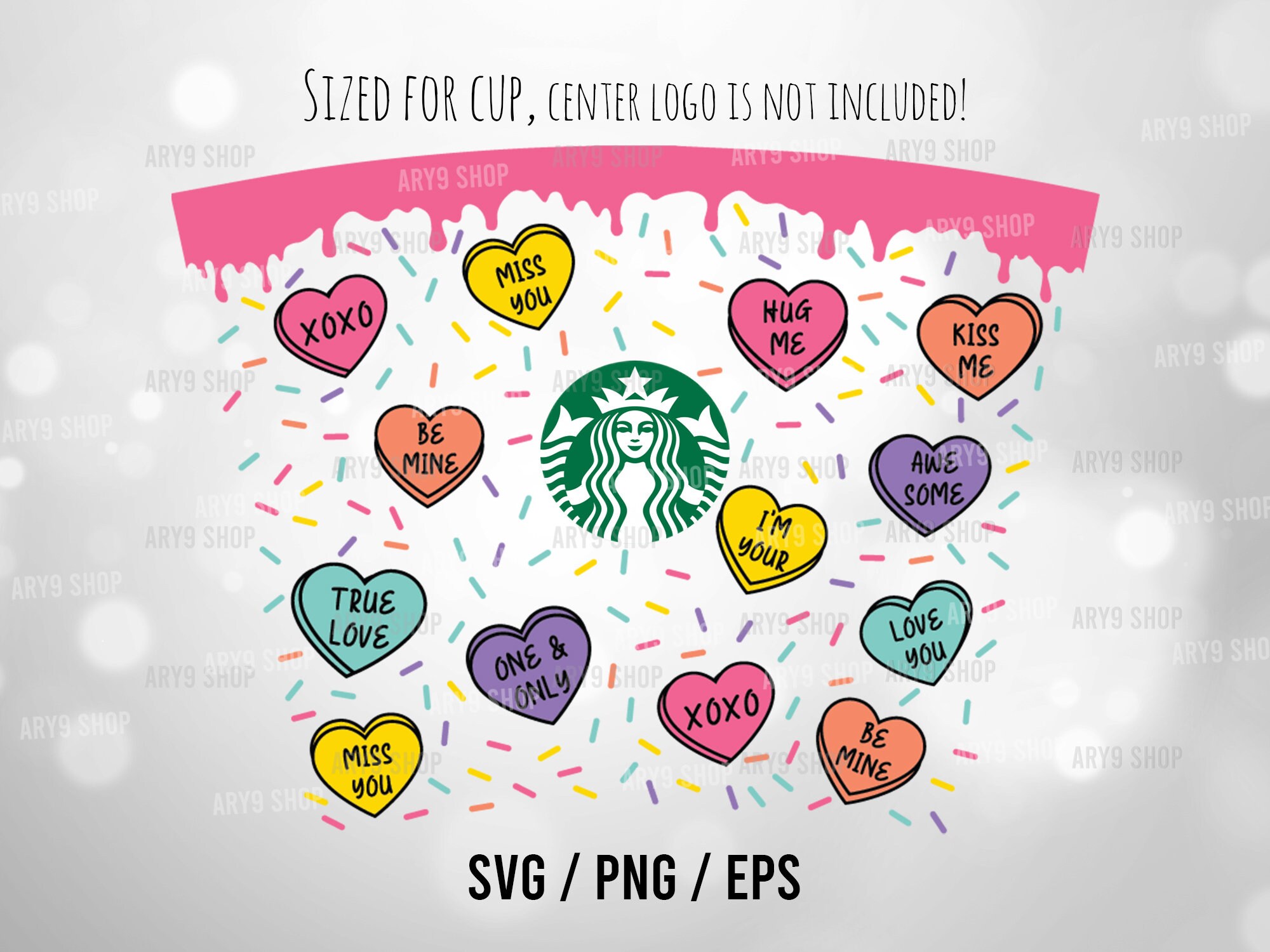 Full Wrap Drip Coversation Hearts Starbucks Acrylic Cup 24oz - Etsy