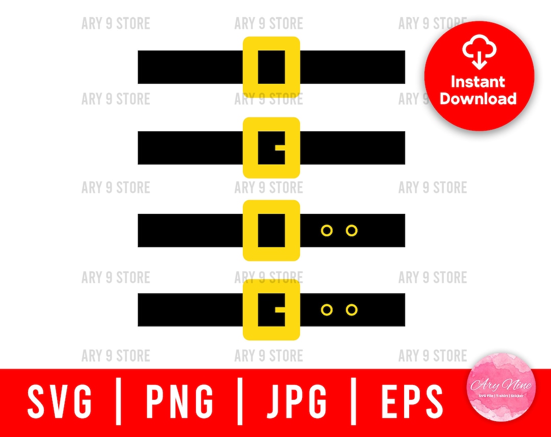 Santa Claus Belt Set With Small Buckle Bundle Svg Png Eps Jpg Files ...