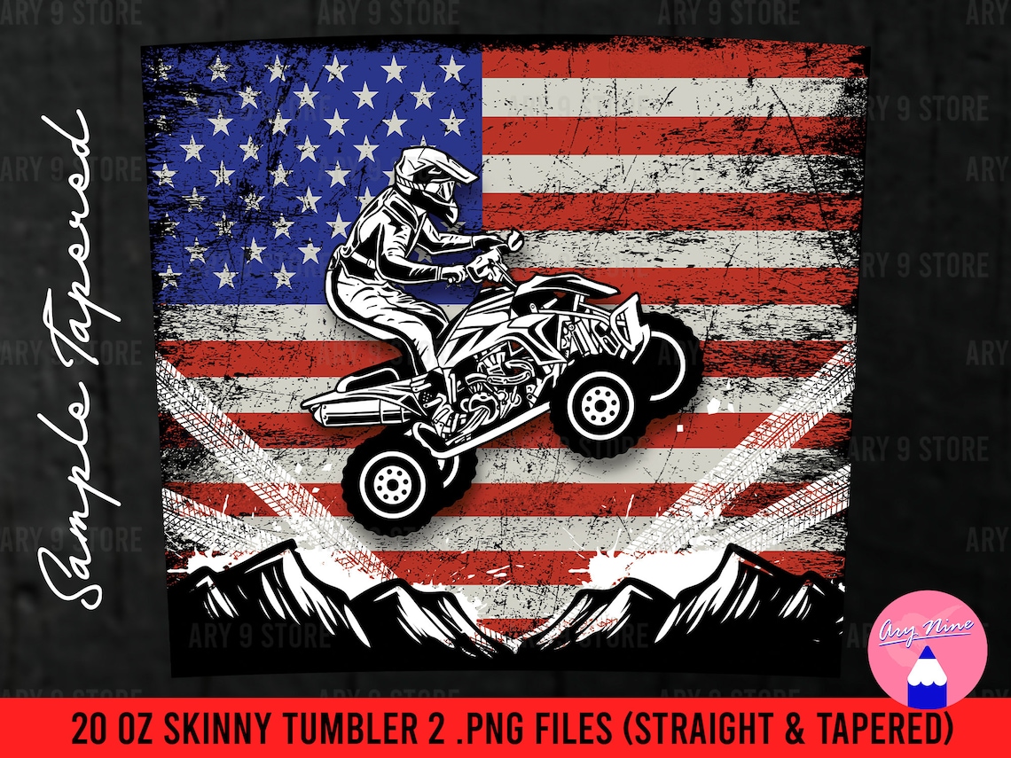 Four Wheeler With American Flag ATV Dirt Bike Independence - Etsy