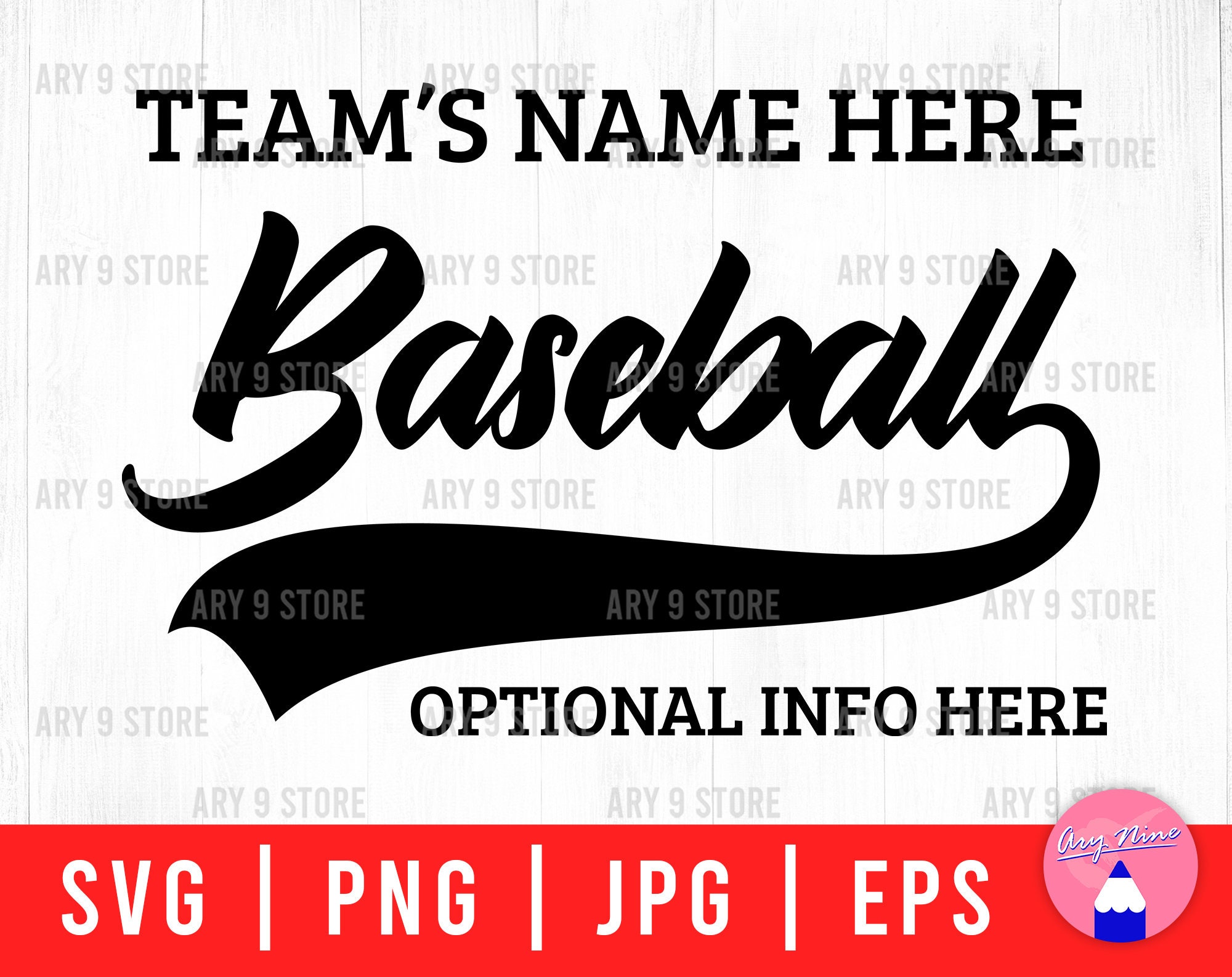 Baseball Template Name Svg Png Eps Jpg Files Baseball Team | Etsy
