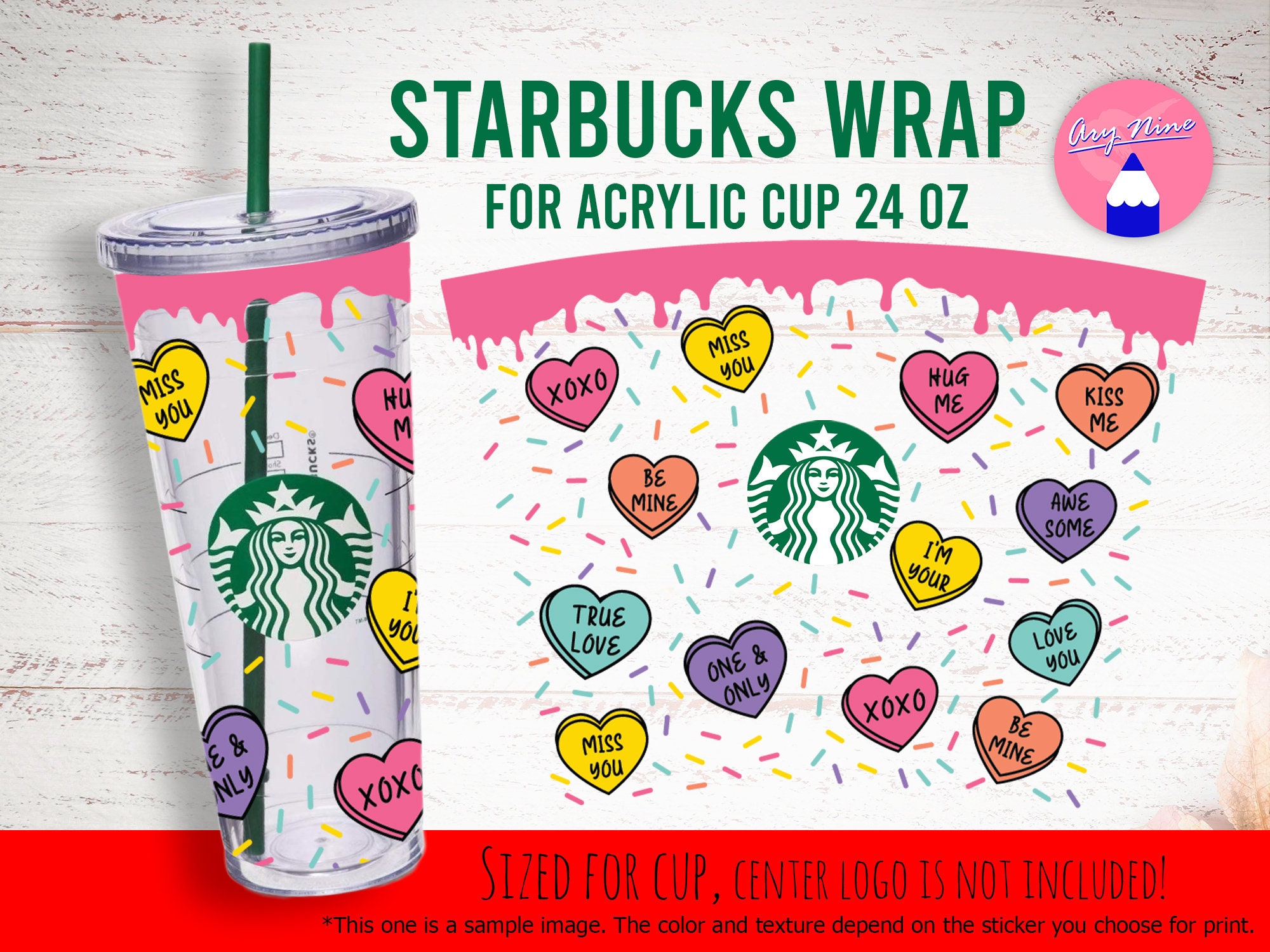Full Wrap Drip Coversation Hearts, Valentines Hearts, Candy Hearts ...
