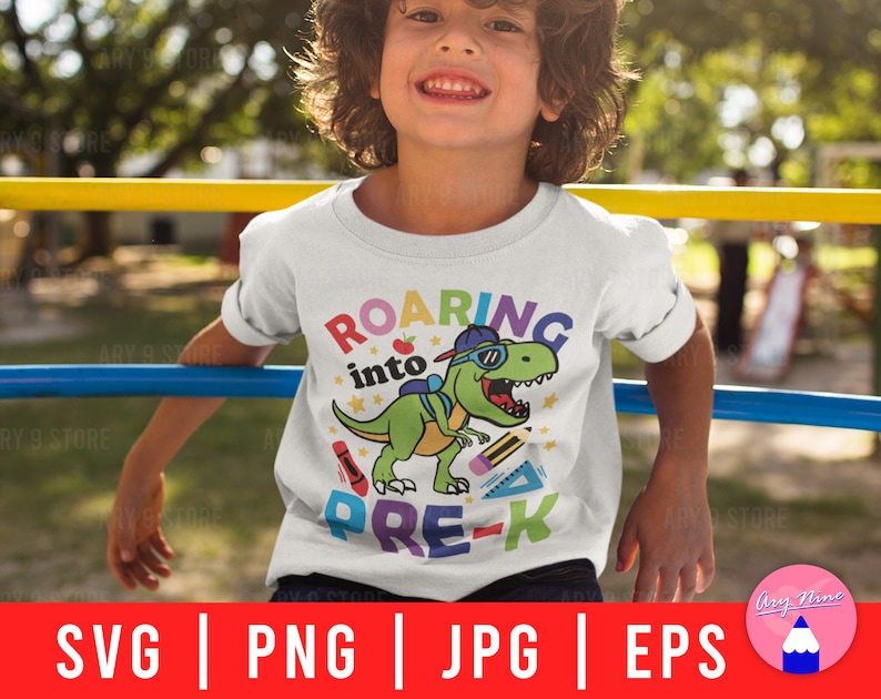 Roaring Into Pre-k With Dinosaur Back to School T-rex First - Etsy