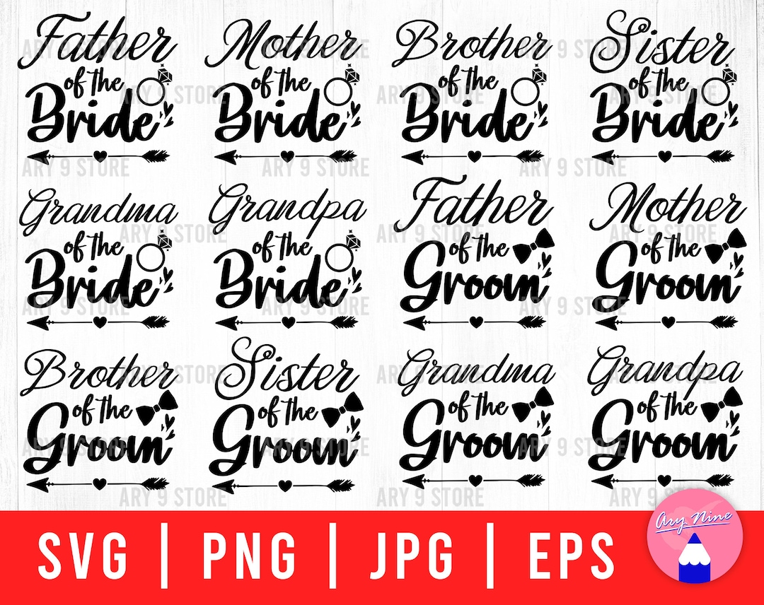 Family of Bride/groom SVG Bundle, Wedding DIY (digital Download) - Etsy