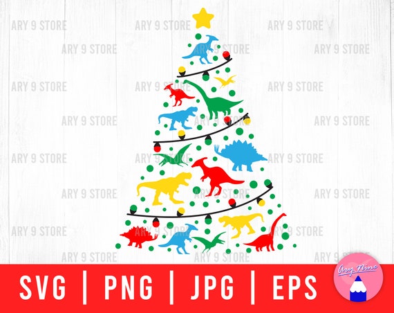 Dinosaur Christmas Tree Svg Png Eps Jpg Files Christmas | Etsy
