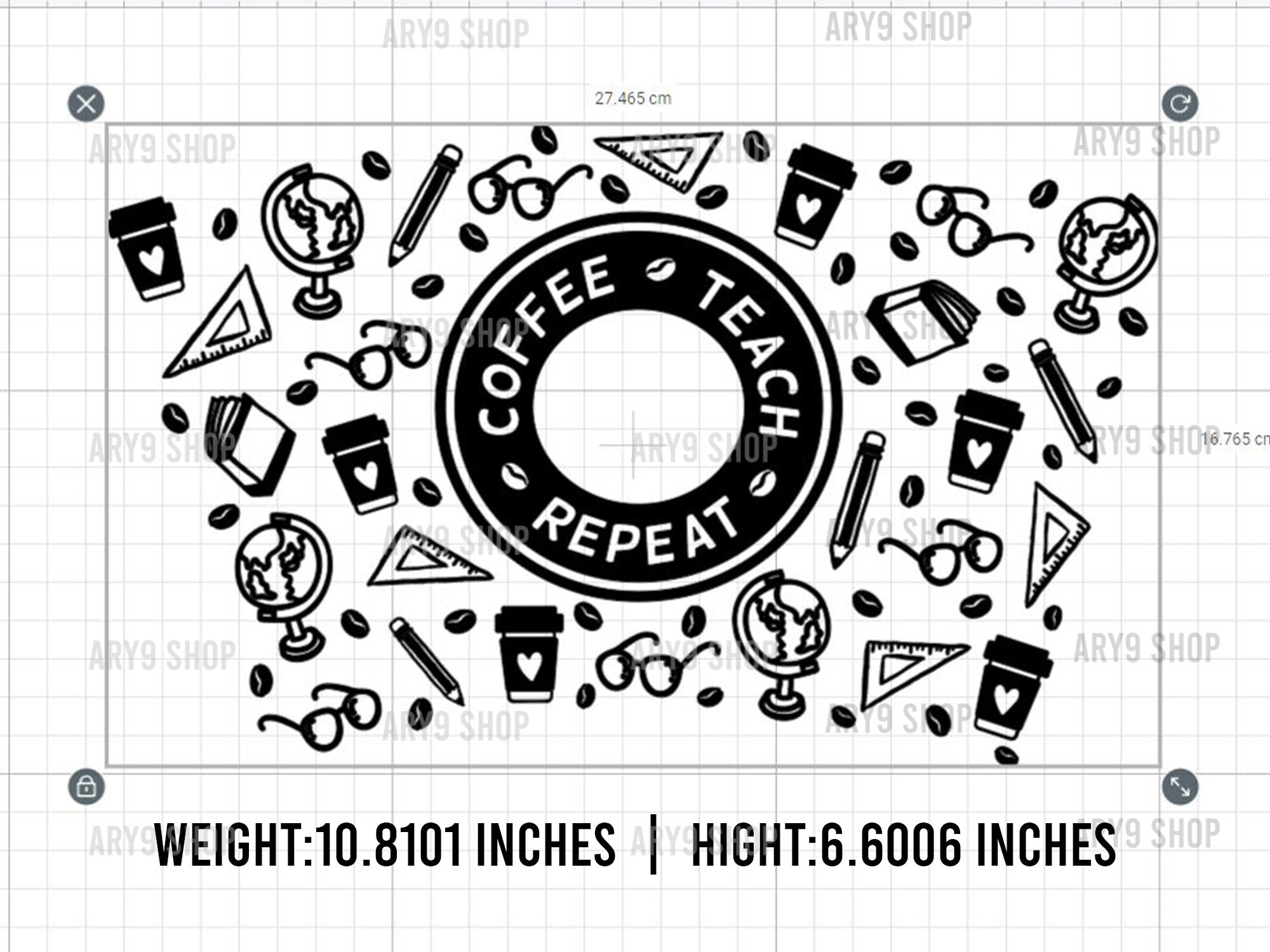 Full Wrap Coffee Teach Repeat Teacher Life School Teach - Etsy