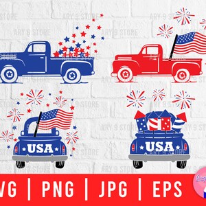 Petriotic Old Truck Bundle Svg Png Eps Jpg Files | 4th of July Truck ...