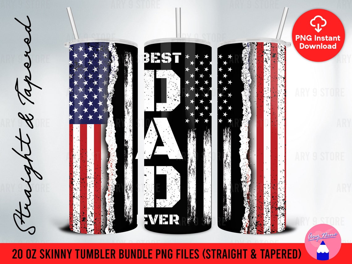 Best Dad Ever With American Flag Red Line Father's Day - Etsy