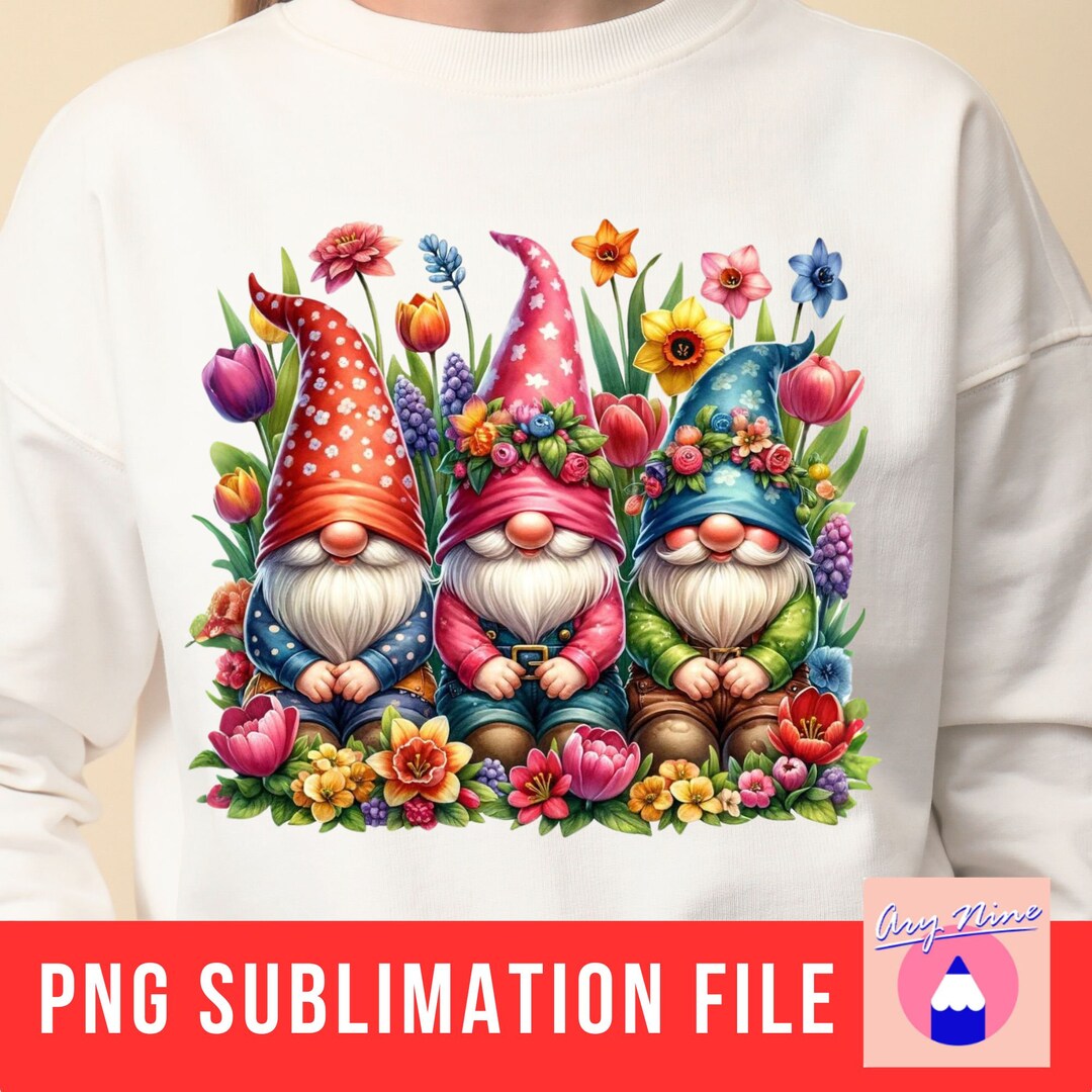Cute Couple Spring Gnomes, Watercolor Gnomes Spring Floral Clipart ...