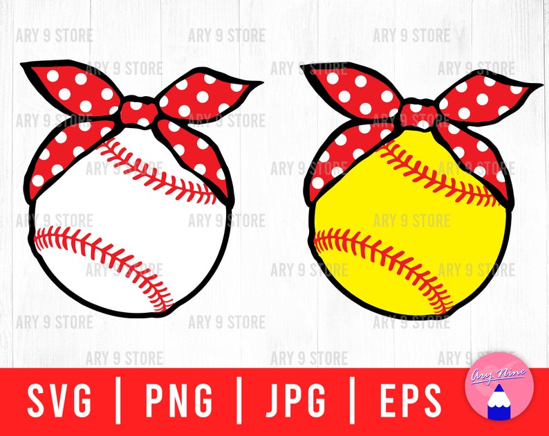 Baseball and Softball With Bandana Bundle Svg Png Eps Jpg Files ...