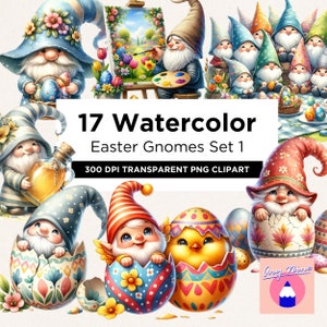 17 Watercolor Gnomes Easter Clipart, Happy Easter Gnomes, Gnomes Eggs ...