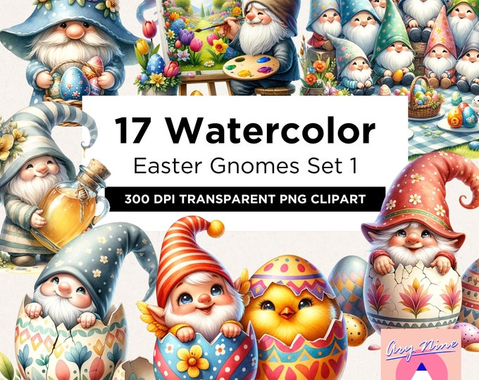 Whimsical Easter Gnome Clipart Bundle - HAPPY EASTER Png and EASTER Joy ...