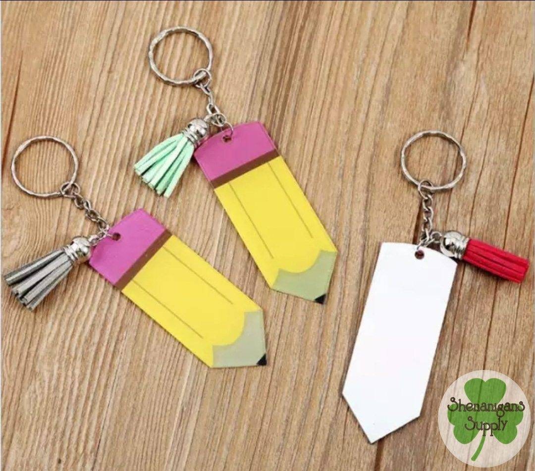 Acrylic Pencil Shaped Keychain Blank (printed With Pencil Design)with ...