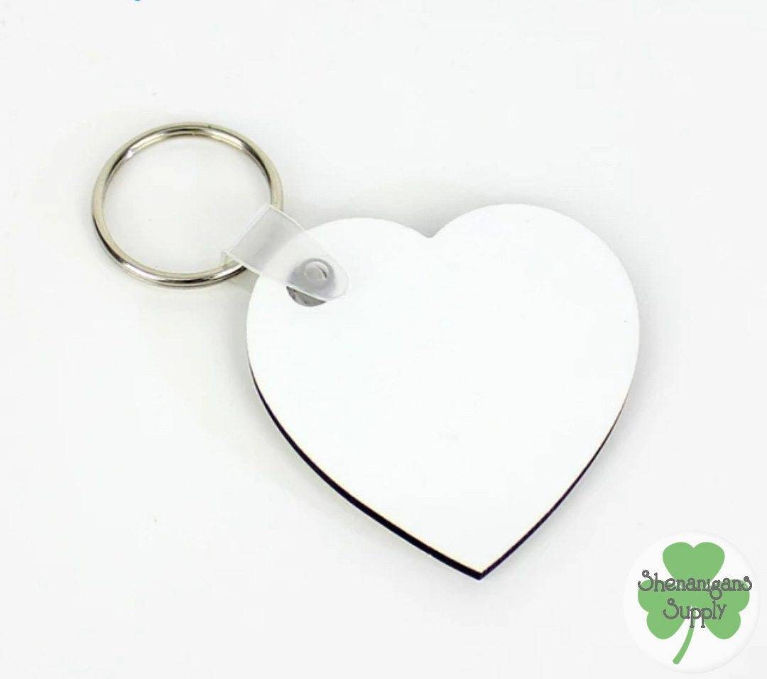 MDF Heart Shaped Keychain Sublimation Blank Keychain/charm Double-sided ...
