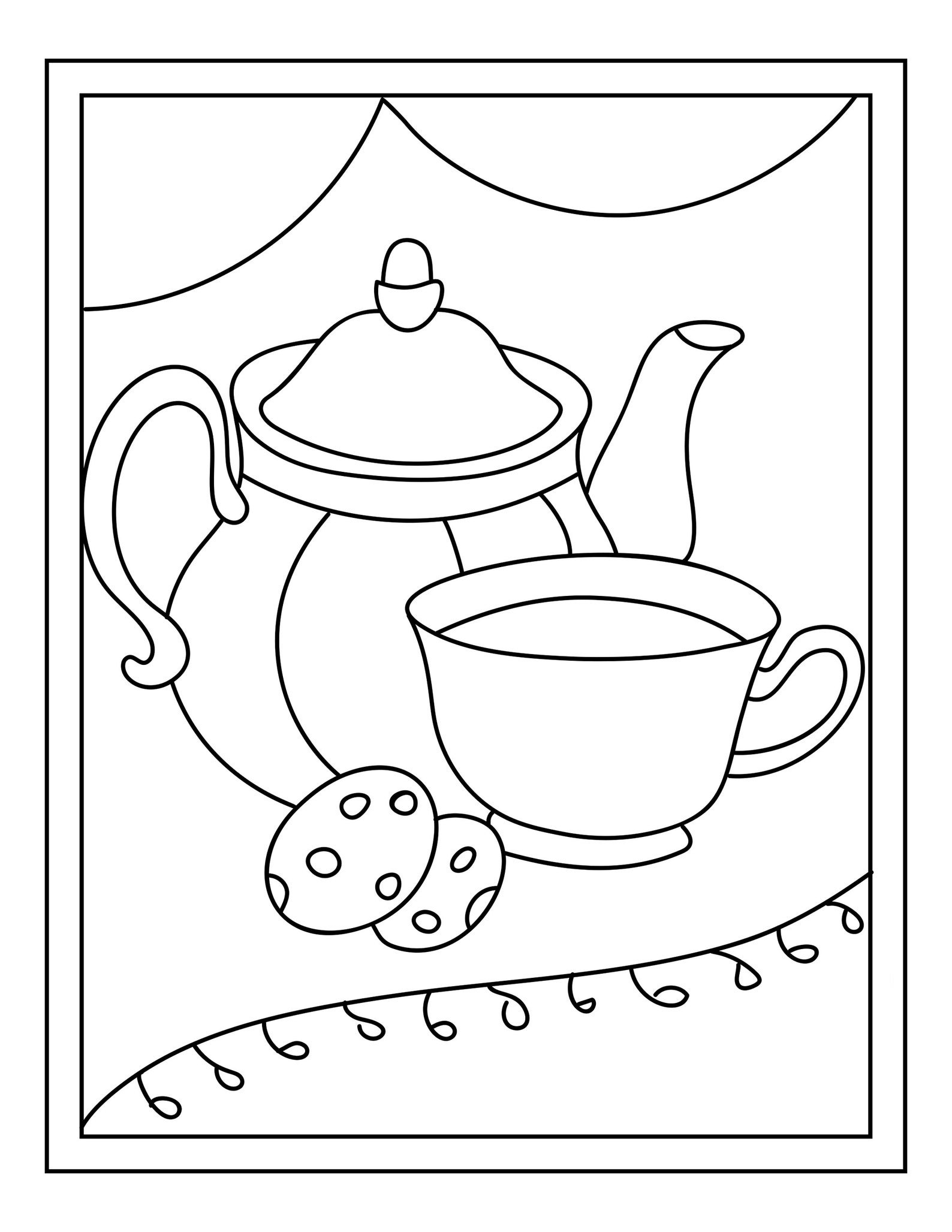 16 Tea Party Coloring Page // Coloring Pages for Kids // | Etsy