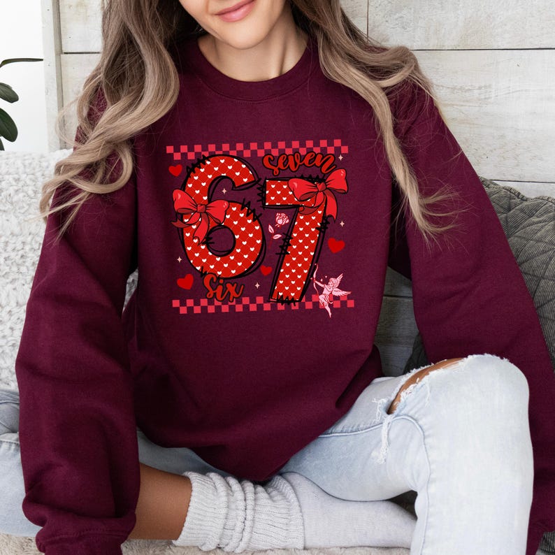 Six Seven Meme Valentine's Day Sweatshirt Couple, Retro Love Shirt ...