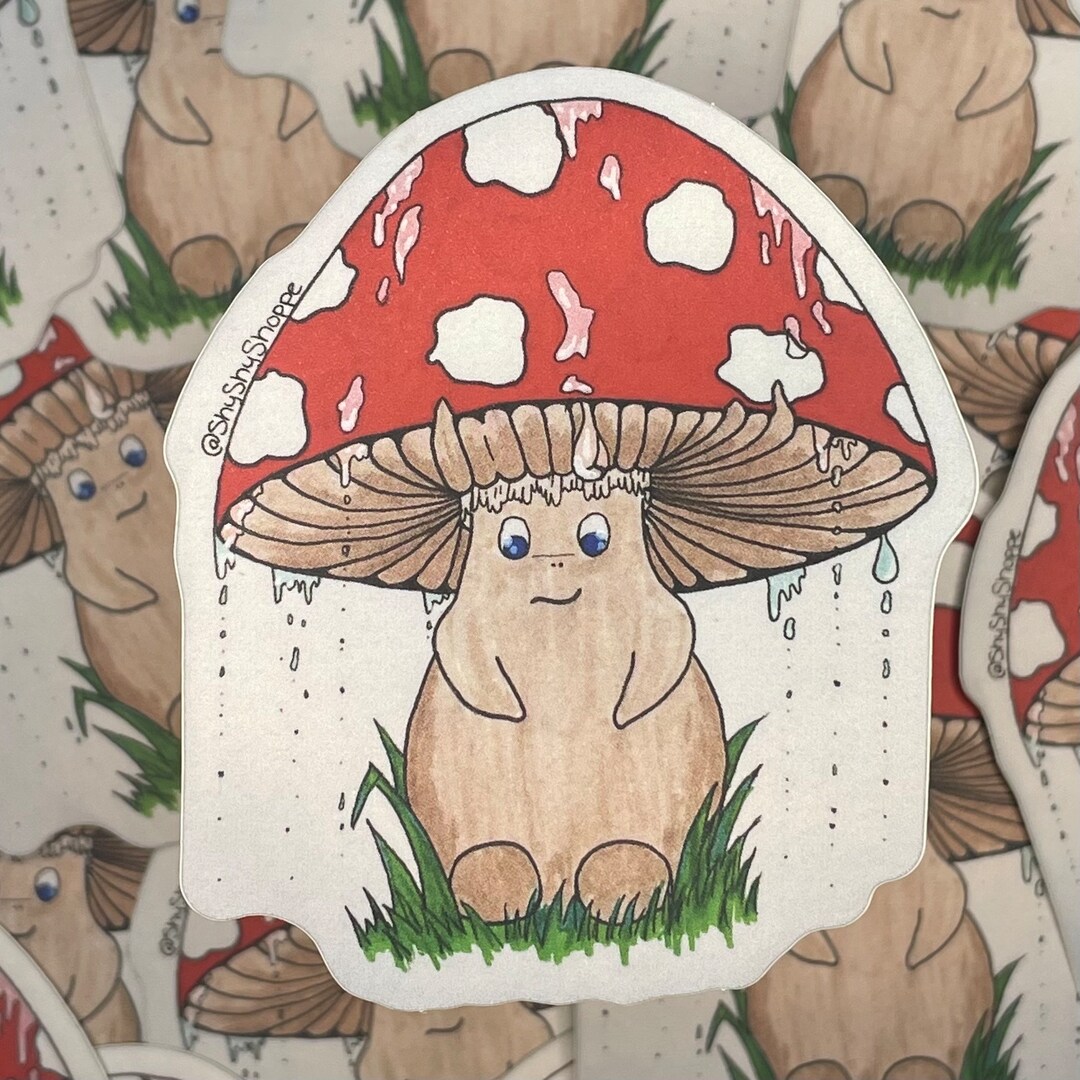 Matte Waterproof Sticker moody Little Mushroom, Mushroom, Whimsy, Car ...