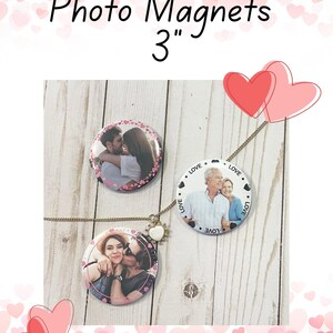 3” Personalized Photo Magnet | Circle Magnet | Valentines Day | Photo ...