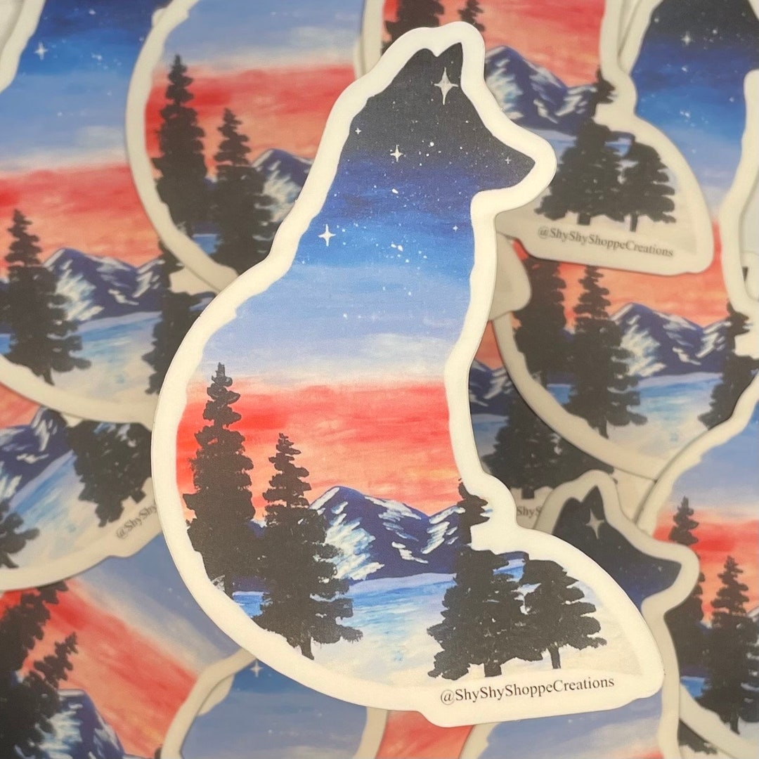 Matte Waterproof Sticker fox Mountain, Fox, Mountain, Snowy Mountain ...