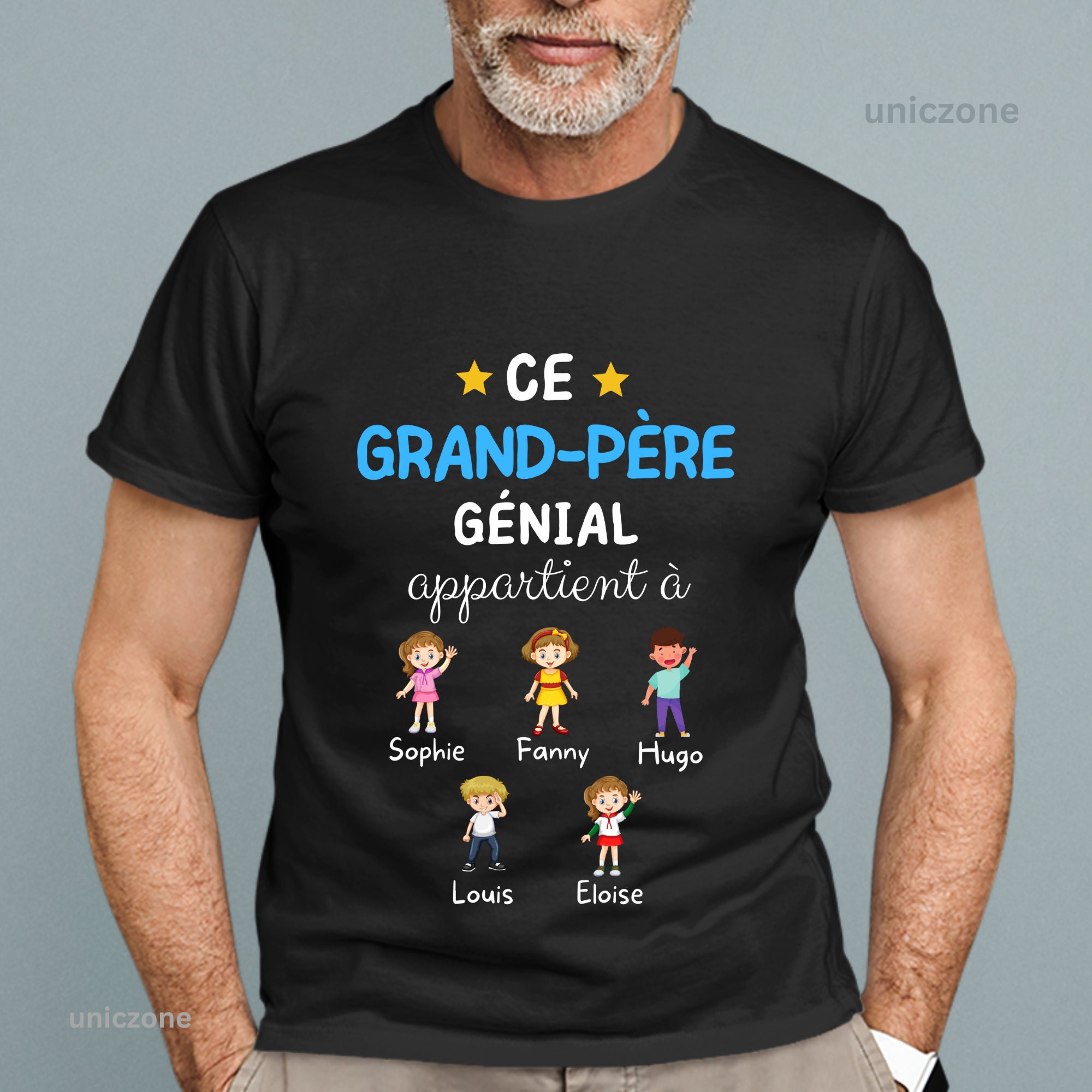 Ce grand-père Génial T-shirt personnalisé Noms des petits-enfants , Cadeau futur Papy, Fête des ...