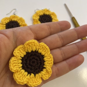 Sunflower Earrings Crochet Pdf Pattern, Crochet PDF Pattern, Earring ...