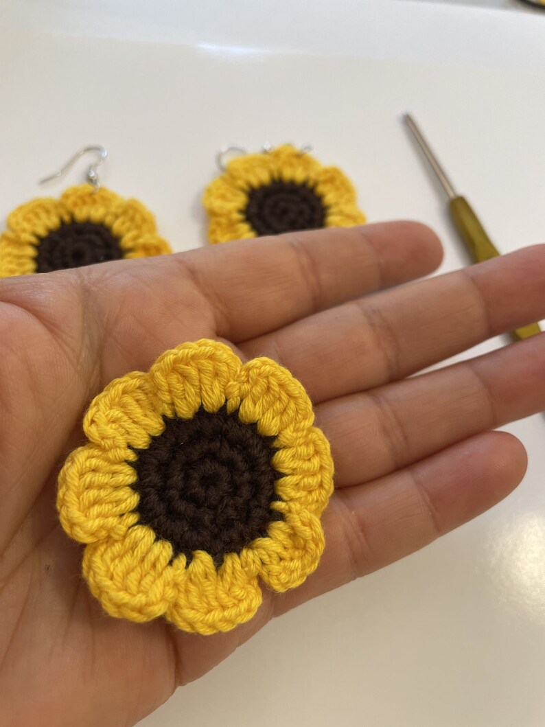 Sunflower Earrings Crochet Pdf Pattern, Crochet PDF Pattern, Earring ...