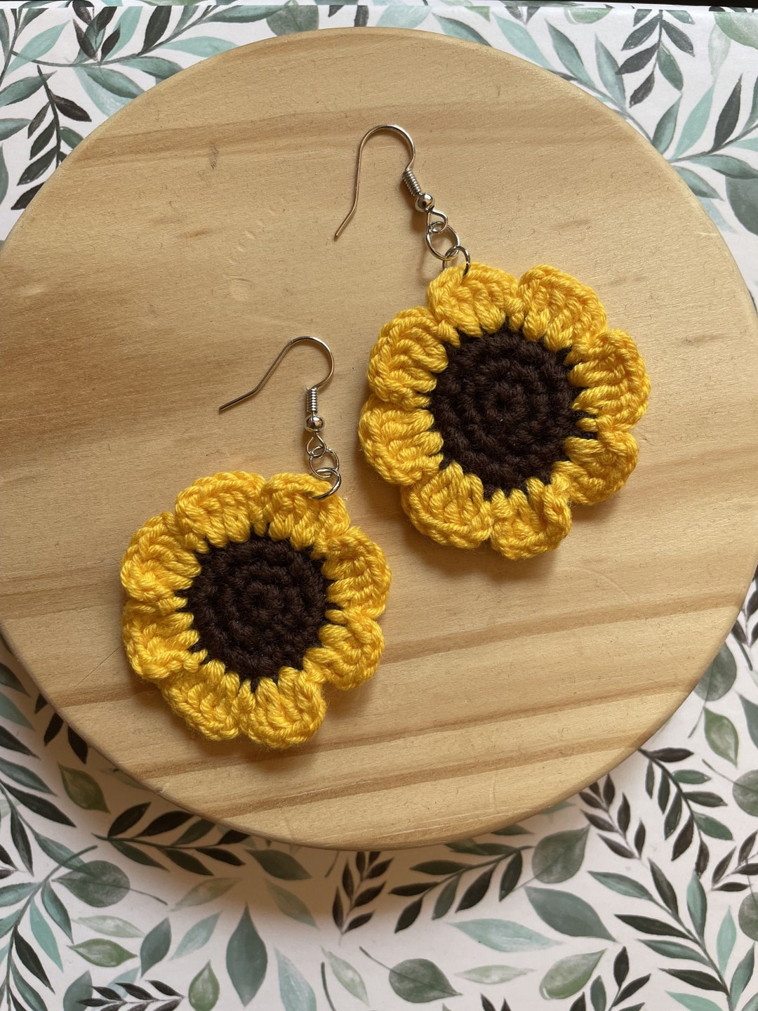 Sunflower Earrings Crochet Pdf Pattern, Crochet PDF Pattern, Earring ...