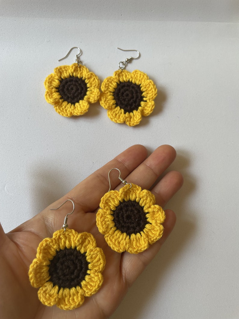 Sunflower Earrings Crochet Pdf Pattern, Crochet PDF Pattern, Earring ...