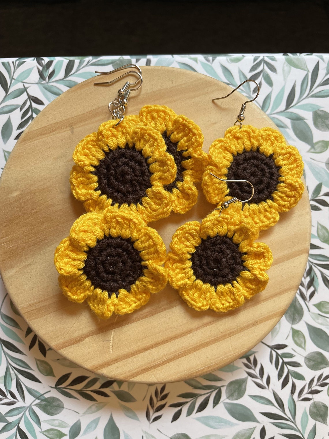 Sunflower Earrings Crochet Pdf Pattern, Crochet PDF Pattern, Earring ...