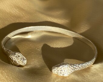 Silver Snake Bangle | Etsy