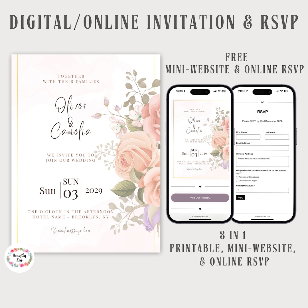 Digital Wedding Invitation & RSVP, Free Wedding Website With Online ...
