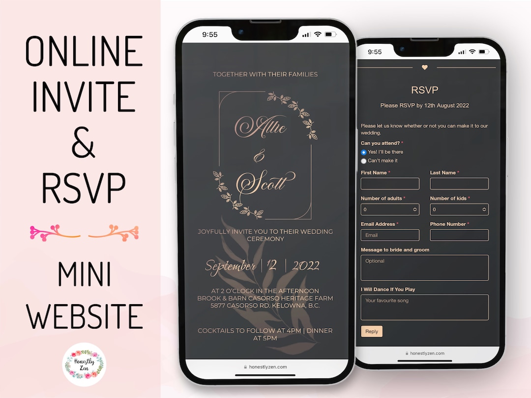 Online RSVP & Wedding Invitation, Personalized RSVP, Custom Digital ...