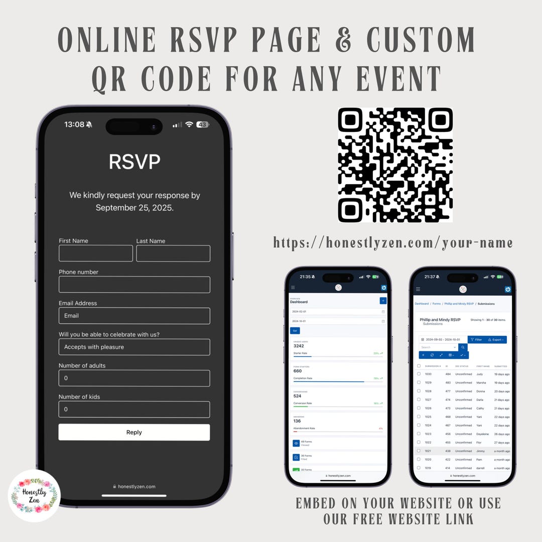 Online RSVP Page for Any Event, Rustic Qr Code RSVP, Circle Qr for Rsvp ...