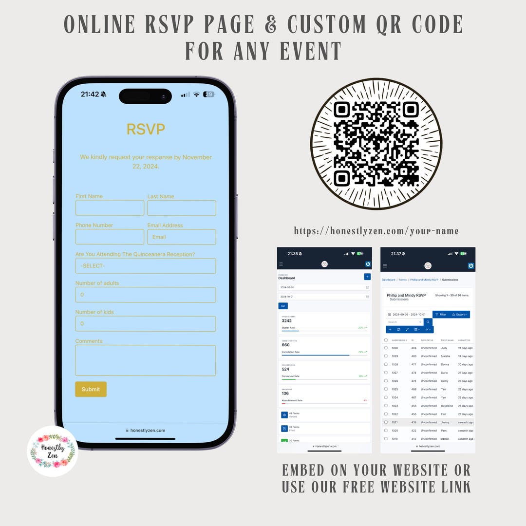 Online RSVP Page for Any Event, Unicorn Qr Code RSVP, Circle Qr Code ...