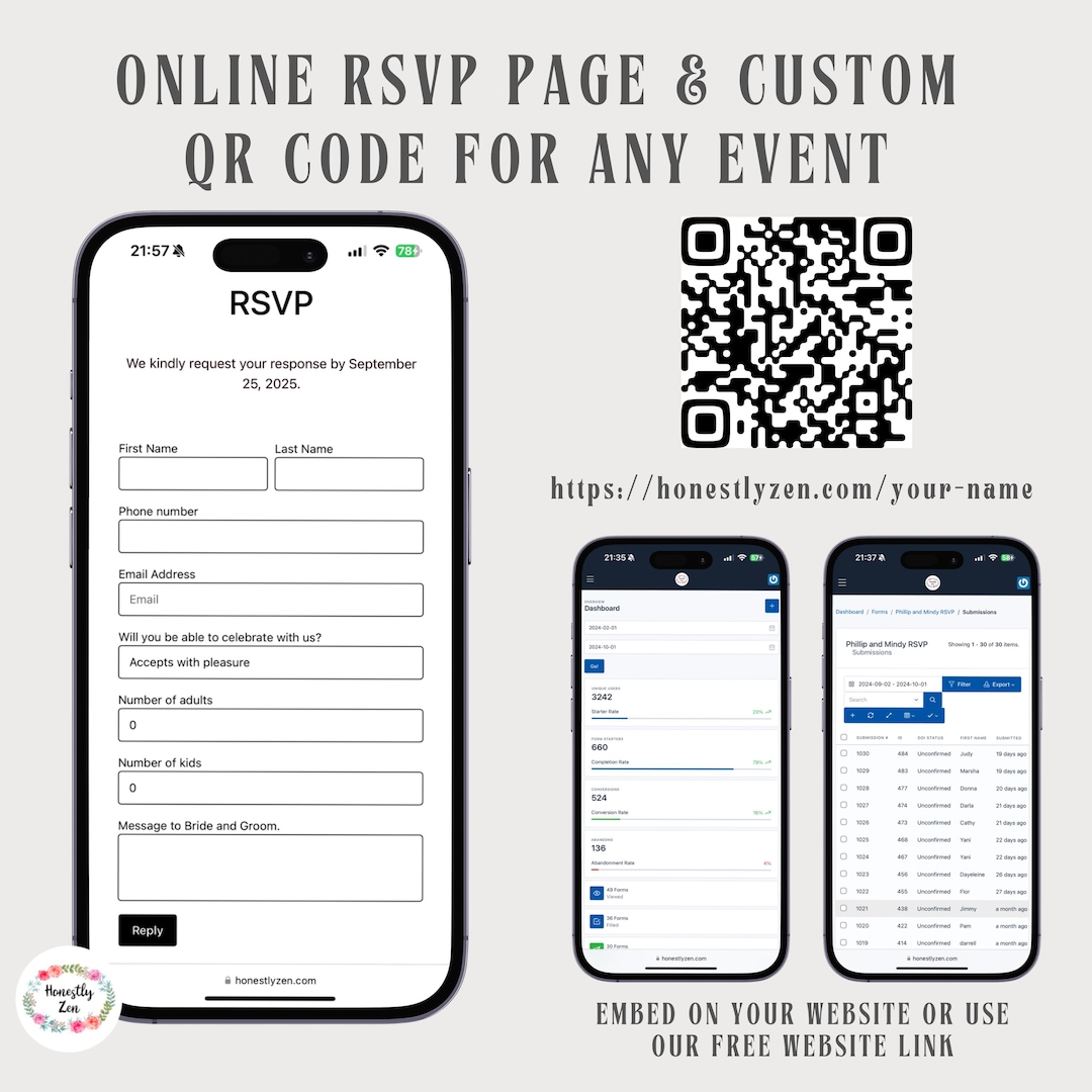 Custom QR Code RSVP Page: Online Event RSVP Tracker - Etsy