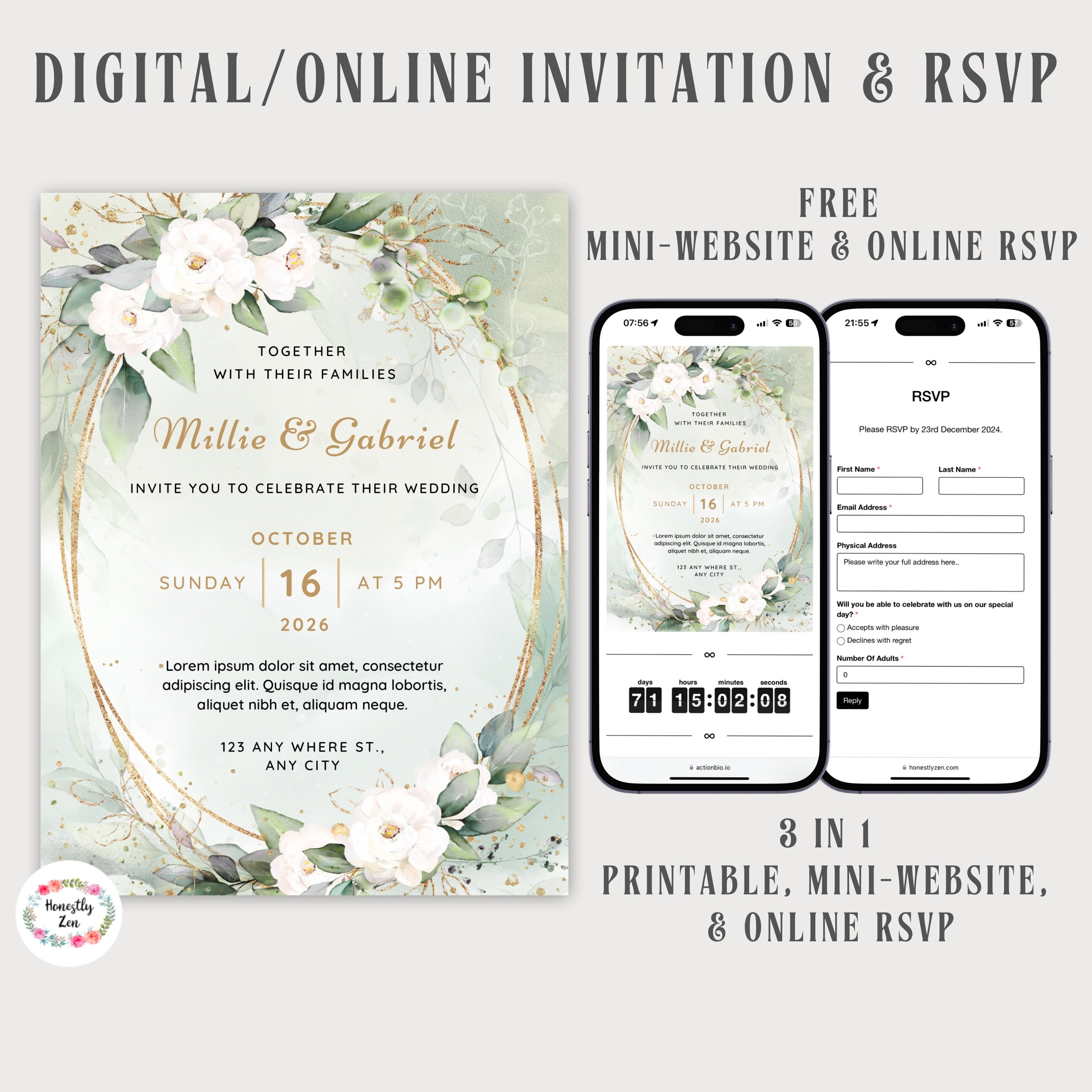 Digital Wedding Invitation & RSVP, Free Wedding Website With Online ...